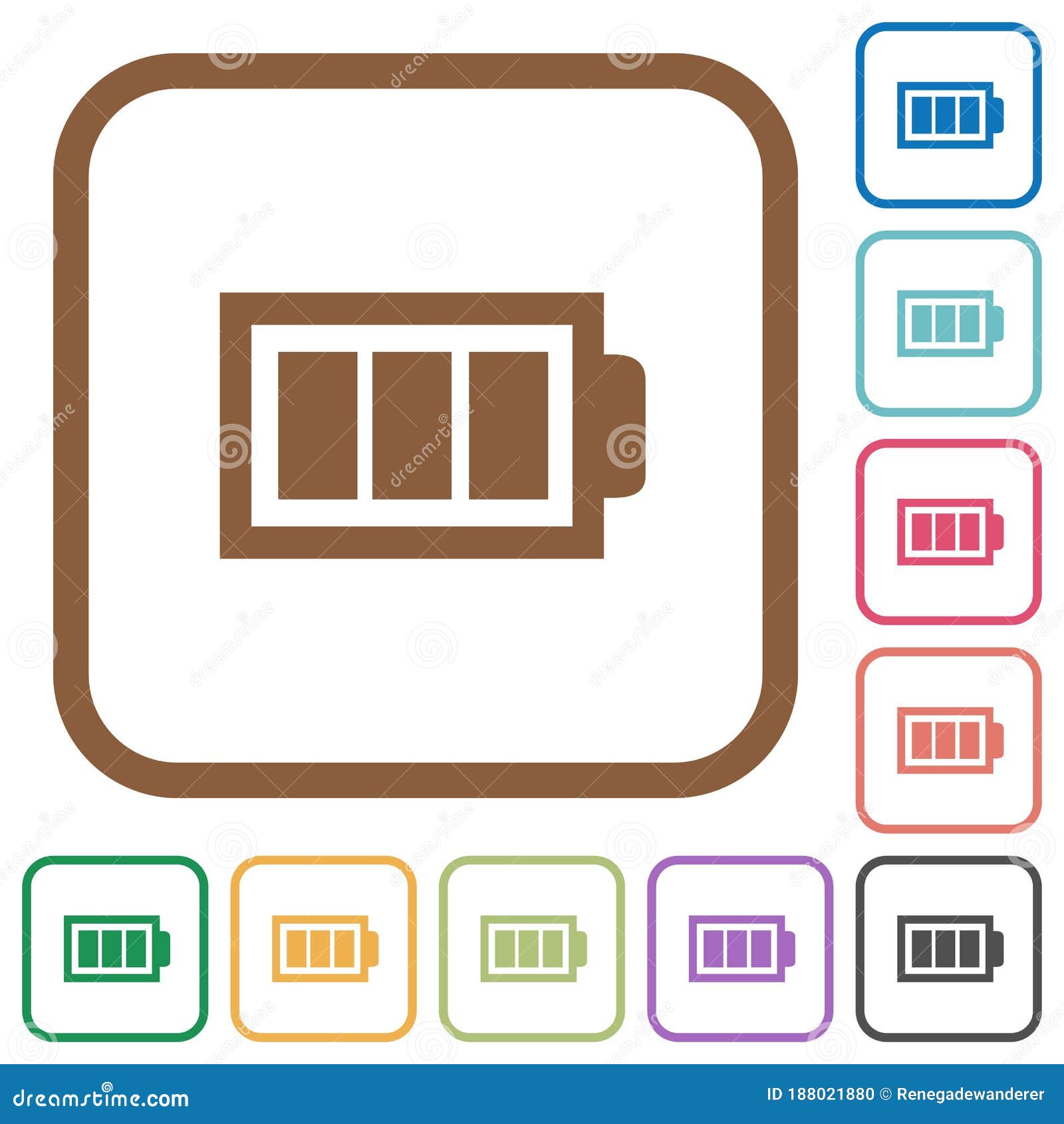 Full Battery with Three Load Units Simple Icons Stock Vector ...