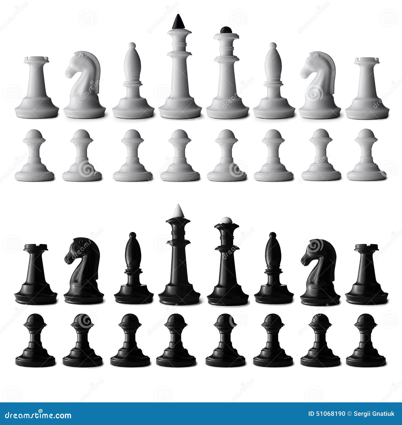 Full Black and White Chess Set Isolated on White Stock Photo - Image of ...