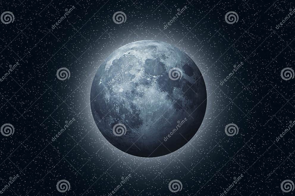 Full blue moon in space stock image. Image of universe - 48834353