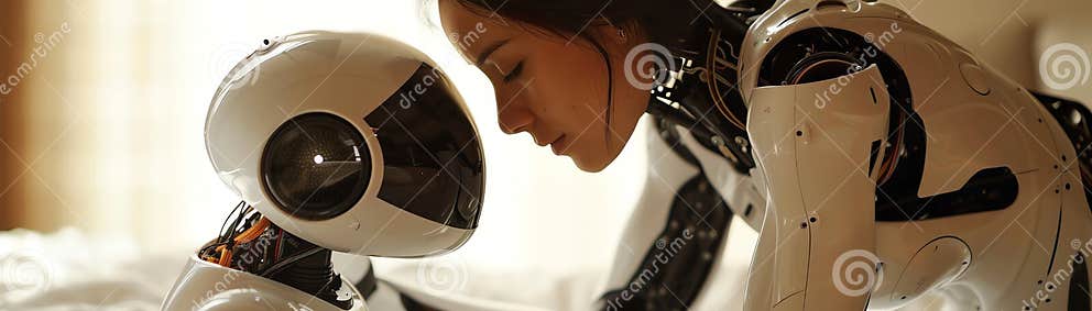 Full-body Android Pet Robot Helping Elderly, Supportive Posture ...