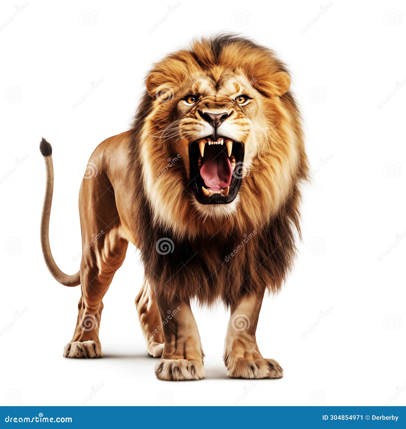 Full body angry lion stock illustration. Illustration of bite - 304854971