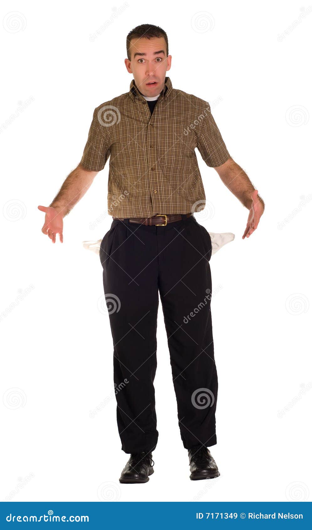 Full Body Broke Man stock image. Image of standing, surprised - 7171349