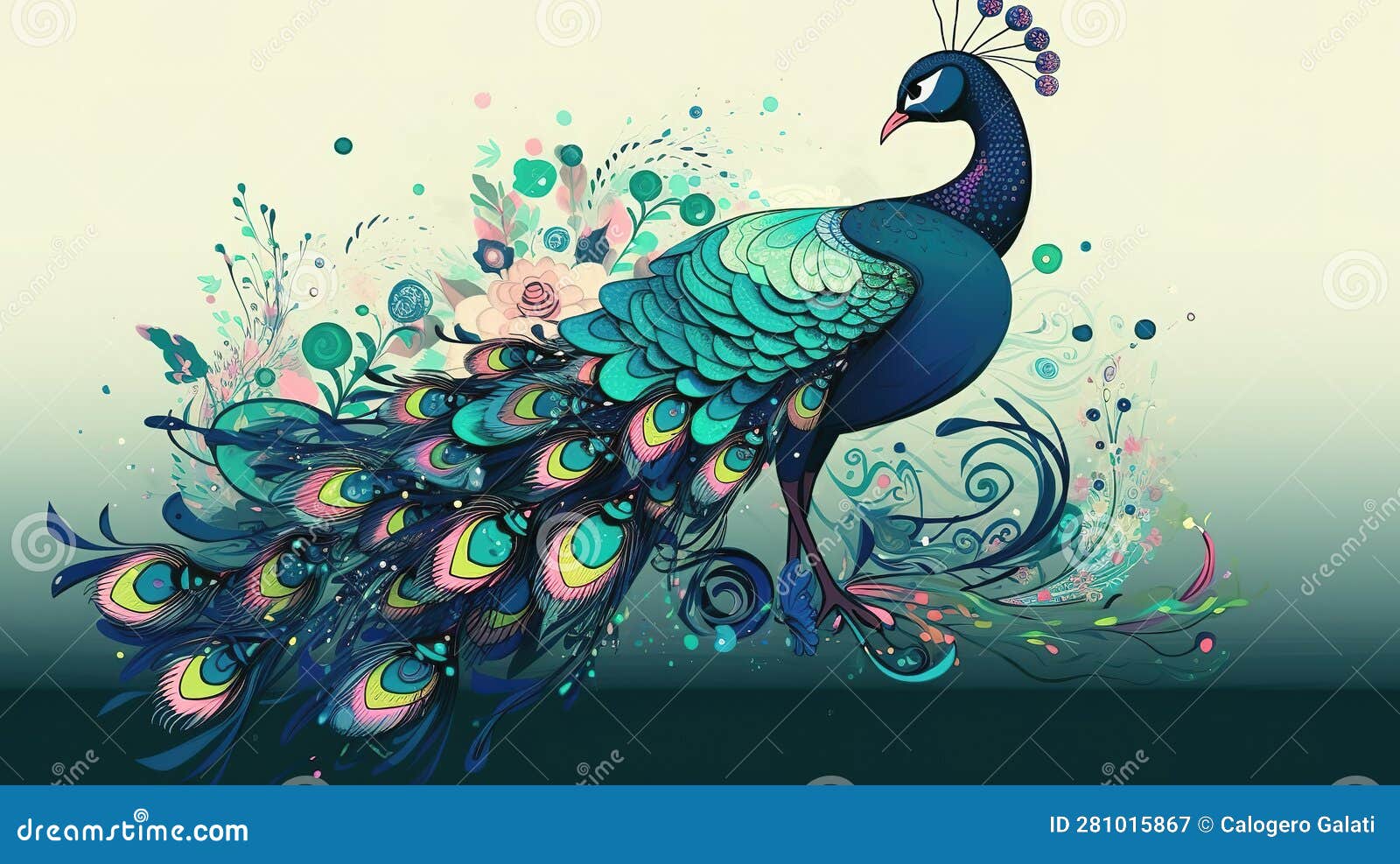 Creative Peacock Logo. Purple And Pink Birds Vector Illustration ...