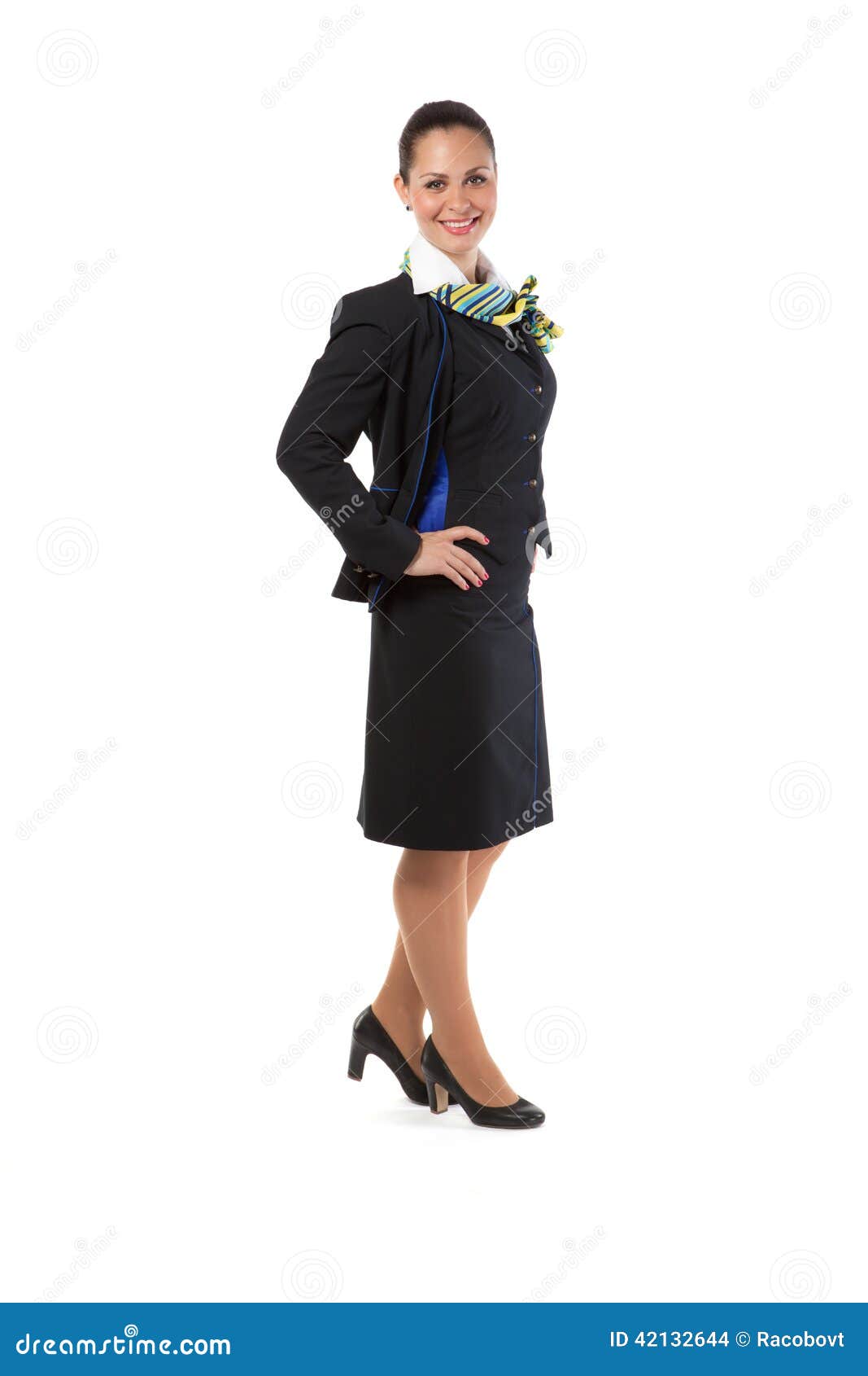 Full Body Flight Attendant Standing Stock Photo - Image of female ...