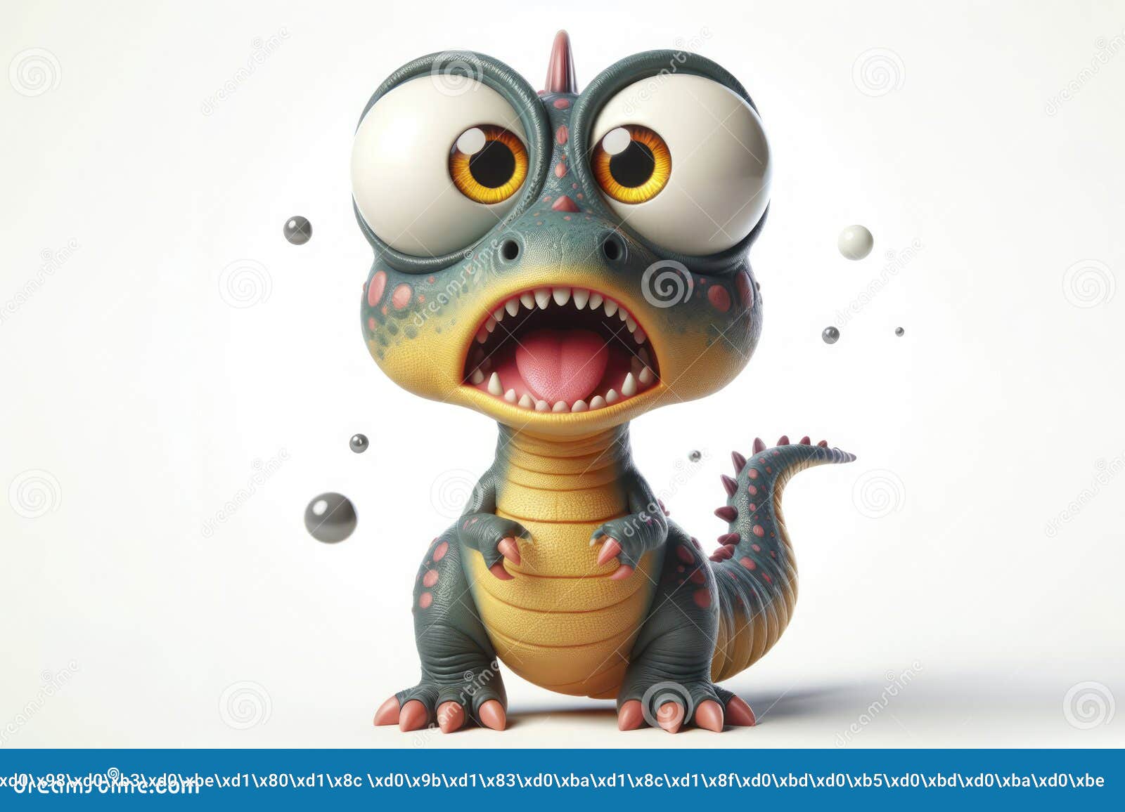 Full Body Funny Portrait of Surprised Dinosaur with Bulging Big Eyes on ...
