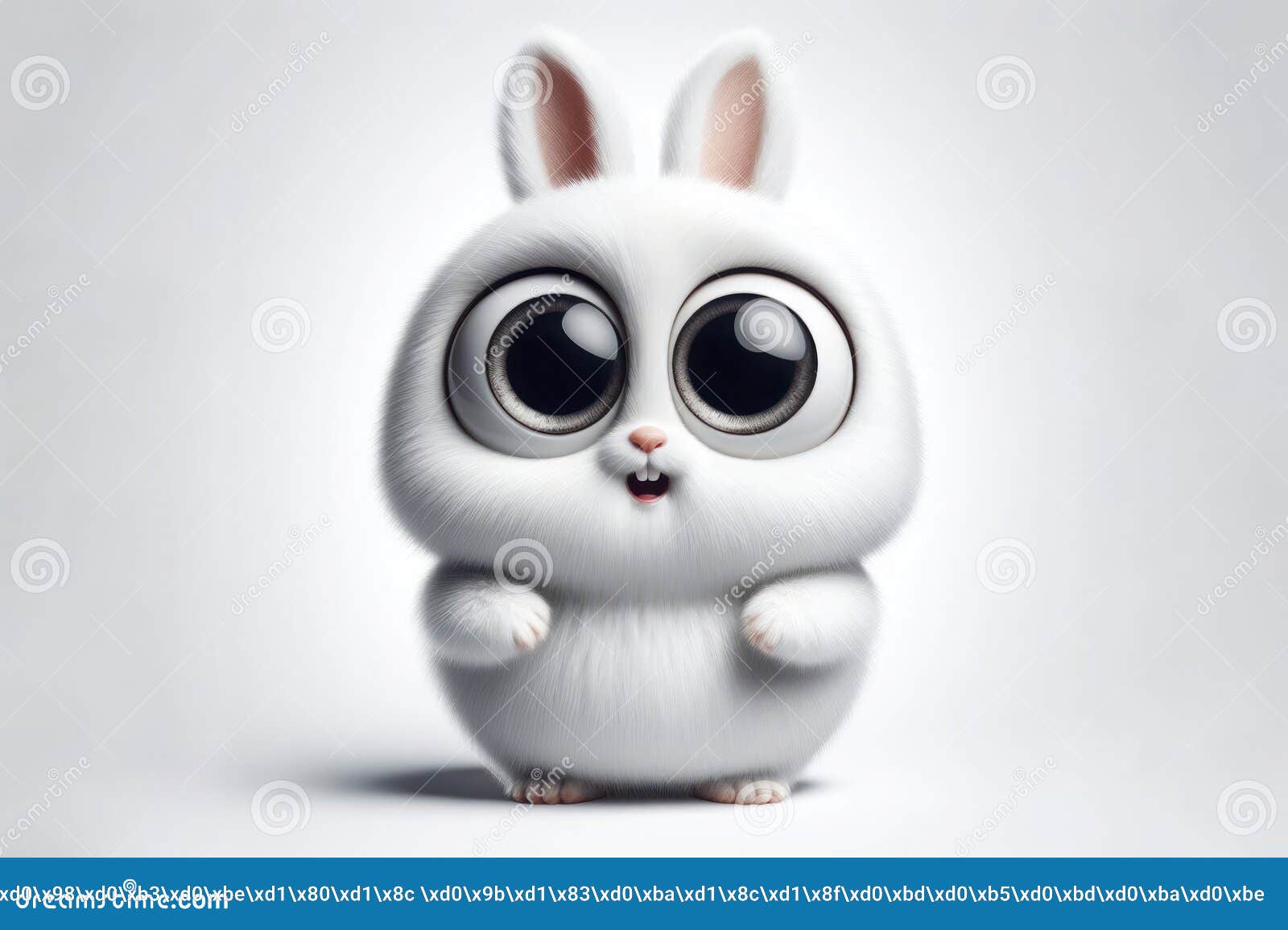 Full Body Funny Portrait of Surprised White Rabbit with Bulging Big ...