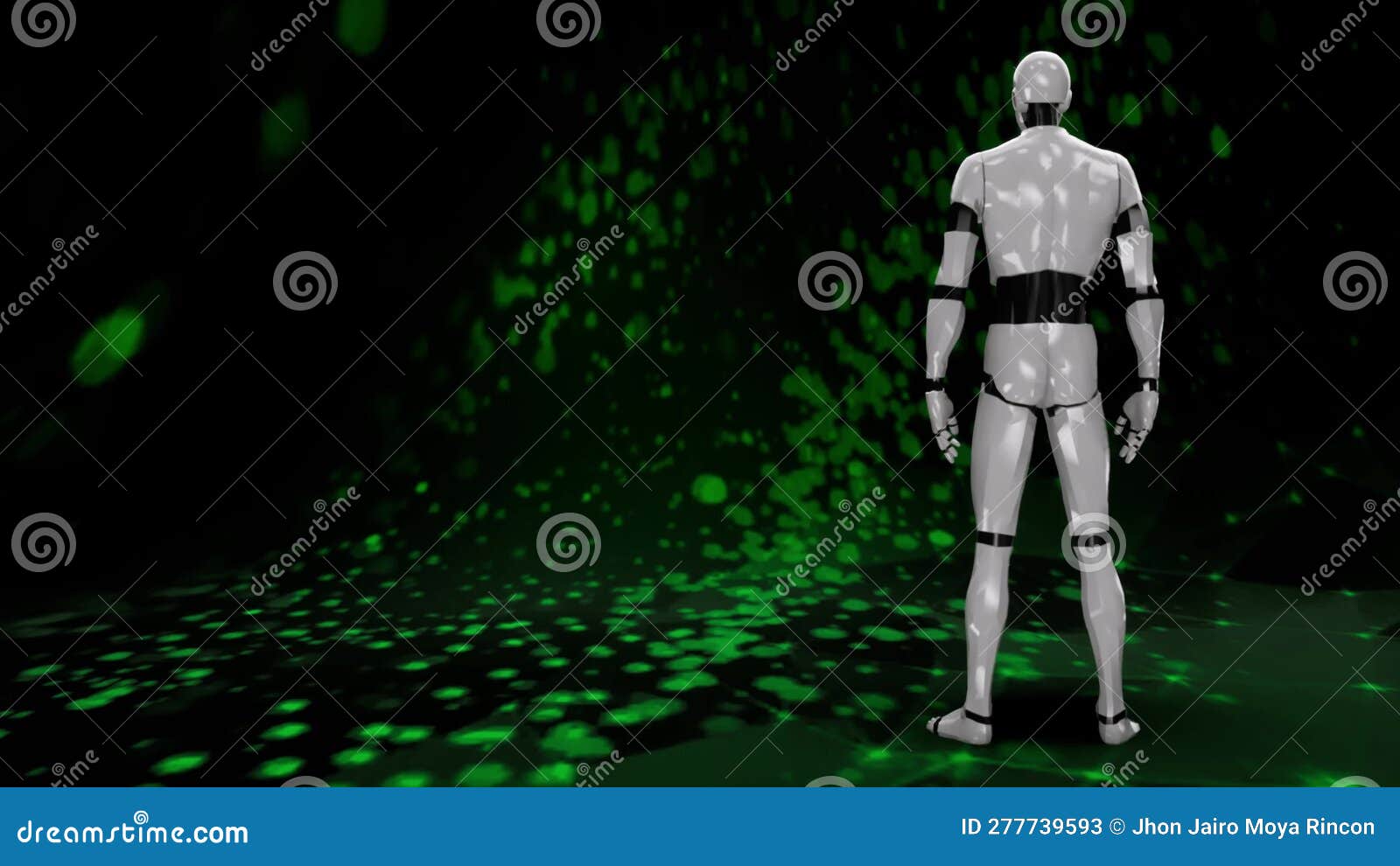 08 Full -body Humanoid Robot Turning on a Loop on Dark Green Background ... 08 Full -body Humanoid Robot Turning on a Loop on Dark Green Background ...