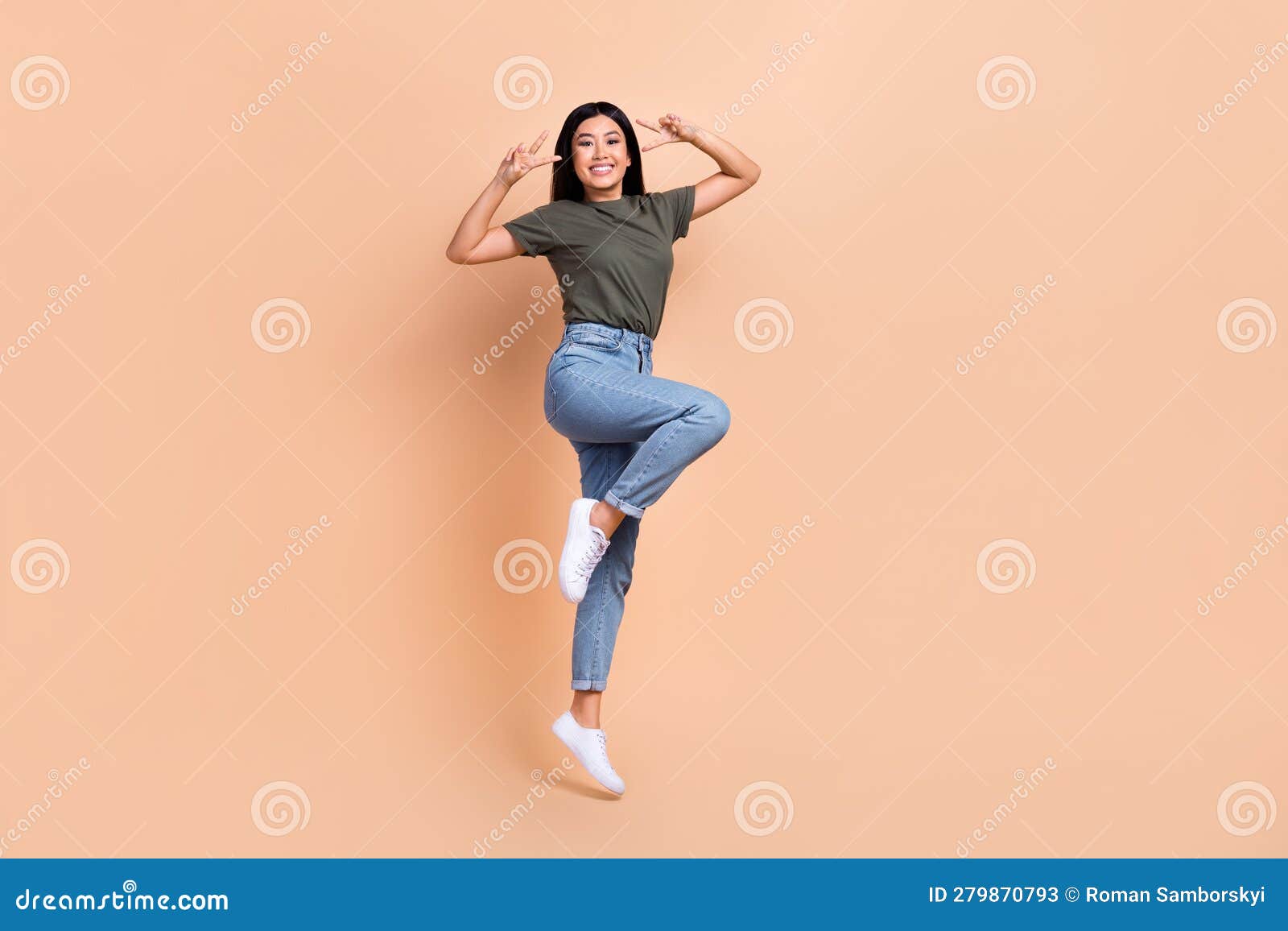 Face Peace Sign And Woman Happiness Selfie Of A Model With A Funny