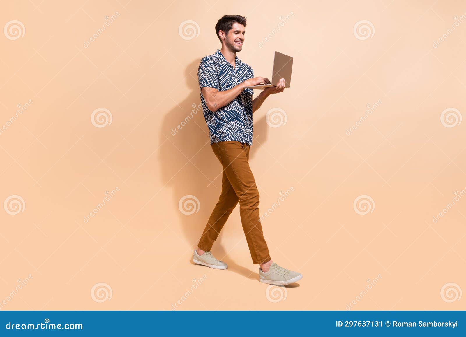 Full Body Length Photo of Happy Young Guy Professional Programming Code ...