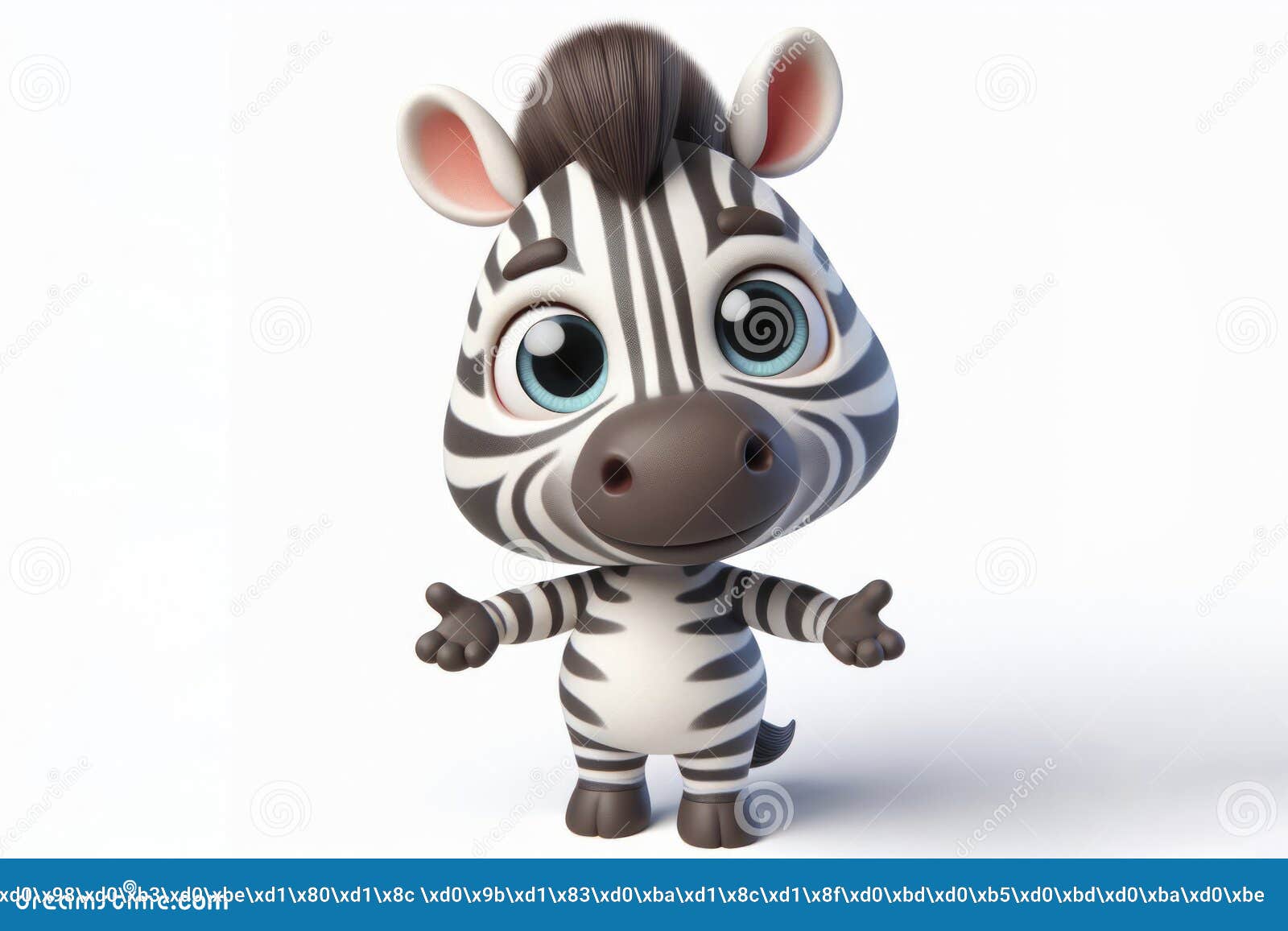 Full Body Little Cute Happy Zebra 3d Character with Bulging Eyes on ...