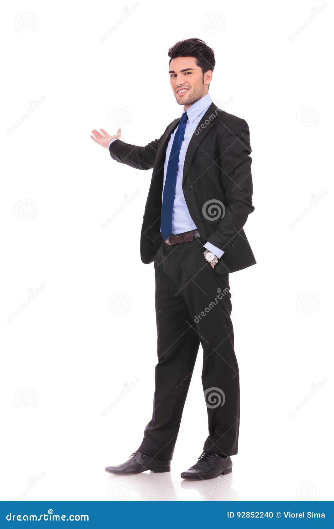 Full Body Picture of a Businessman Presenting Stock Photo - Image of ...