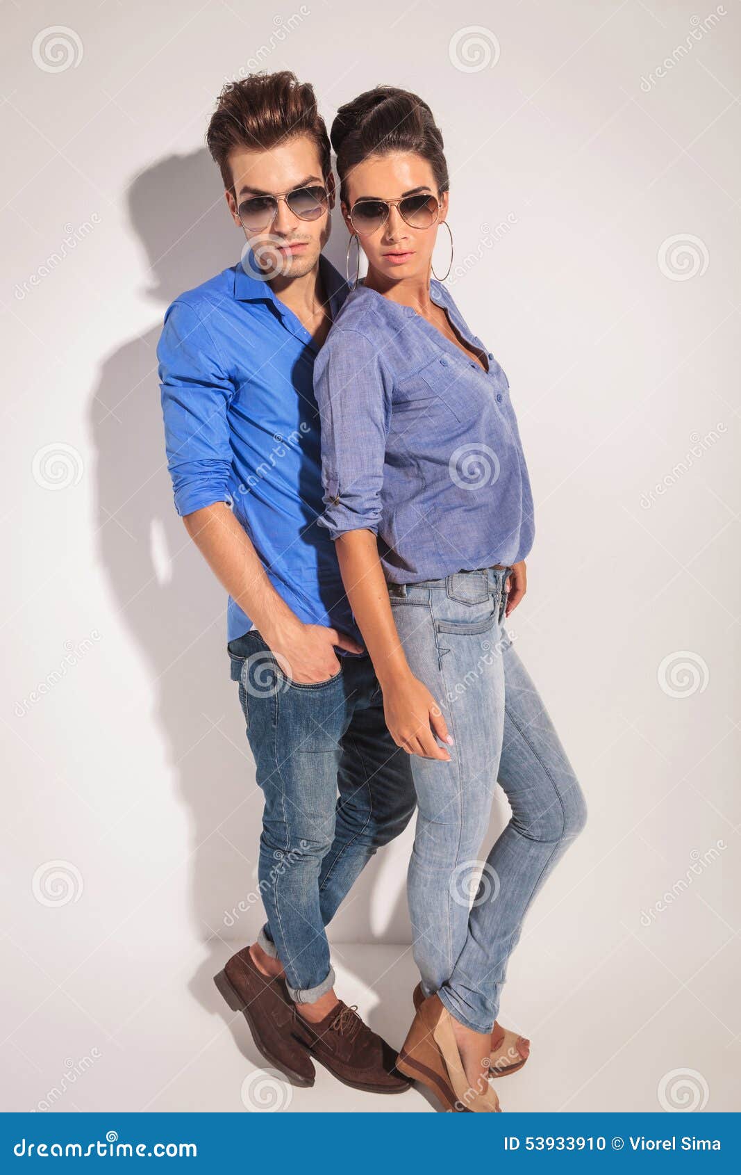 Full Body Picture of a Casual Couple Posing Stock Photo - Image of love ...