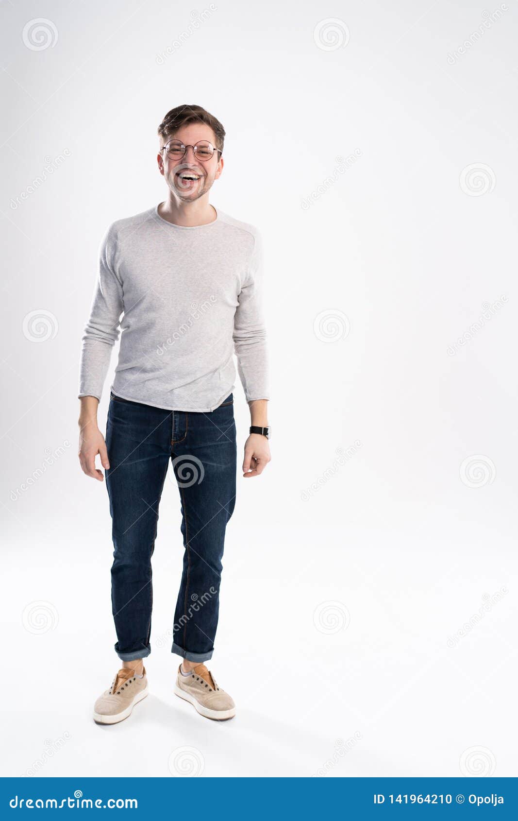 Full Body Picture of a Smiling Casual Man Standing on White Background ... Full Body Picture of a Smiling Casual Man Standing on White Background ...