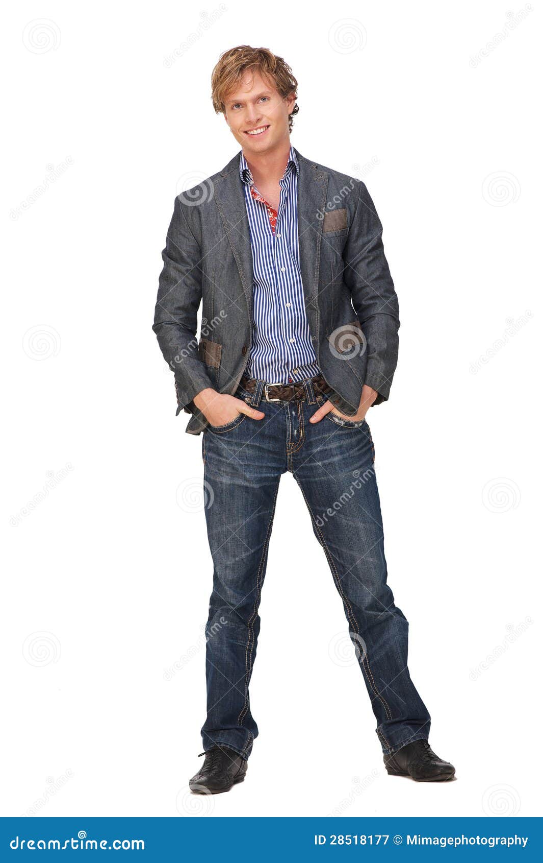 Full Body Portrait of Casual Man Stock Image - Image of happy, jeans ...