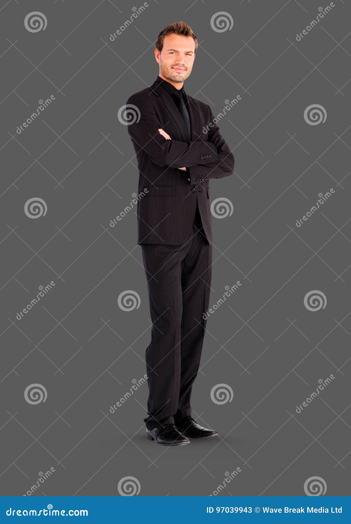 Full Body Portrait of Man Standing with Grey Background Stock Image ...