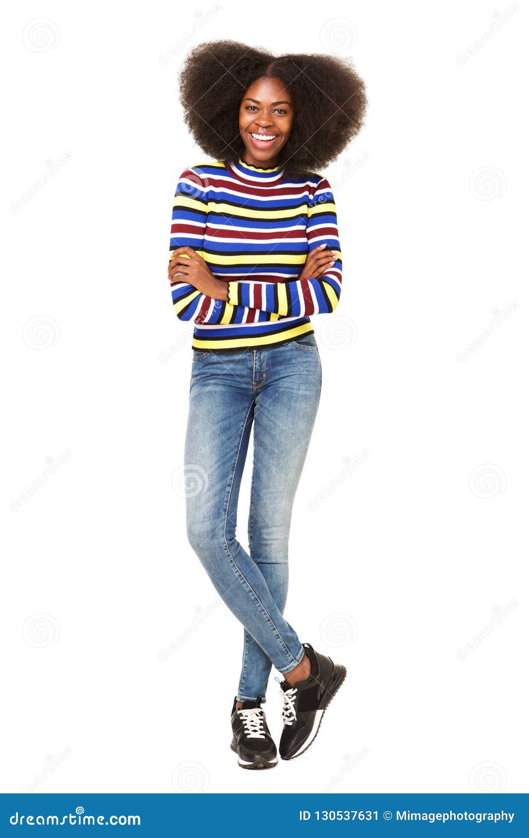 Full Body Smiling Young Black Woman with Afro Hair Posing Against ... Full Body Smiling Young Black Woman with Afro Hair Posing Against ...
