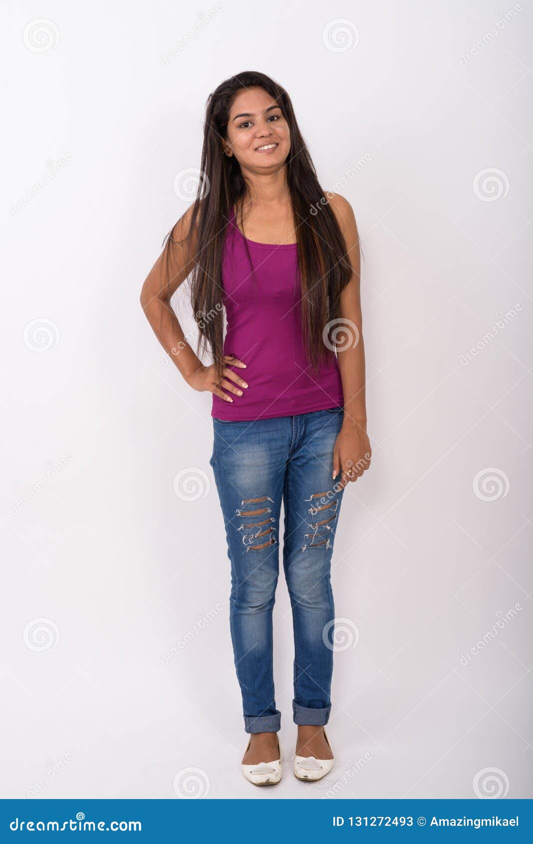 Full Body Shot of Young Happy Indian Woman Smiling while Standin Stock ... Full Body Shot of Young Happy Indian Woman Smiling while Standin Stock ...