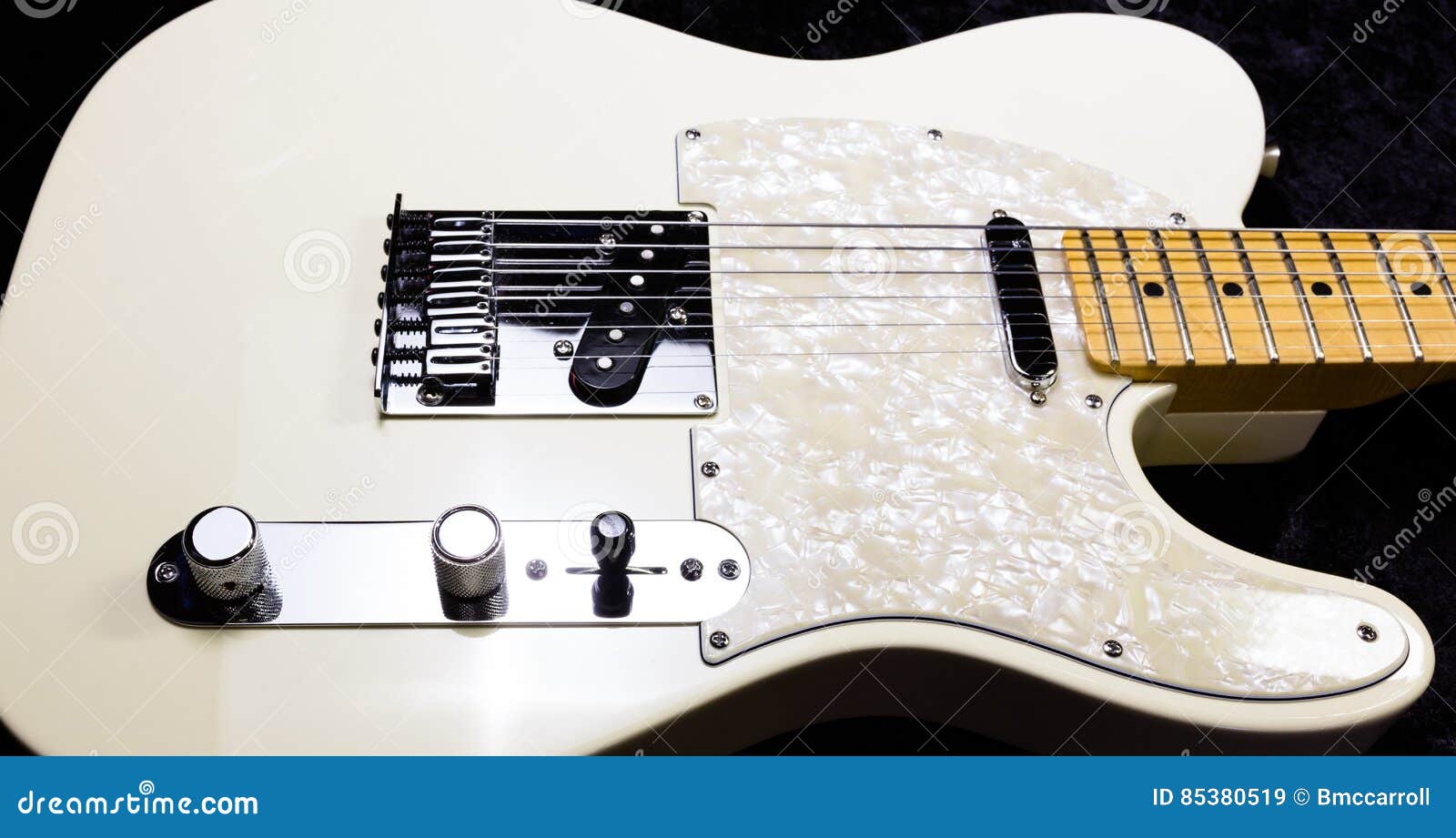 White Solid Body Electric Guitar with Maple Neck Stock Image - Image of ...