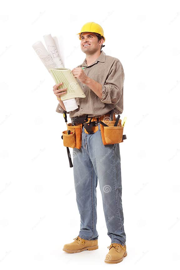 Full Body Worker Writing Notes Stock Image - Image of anticipation ...