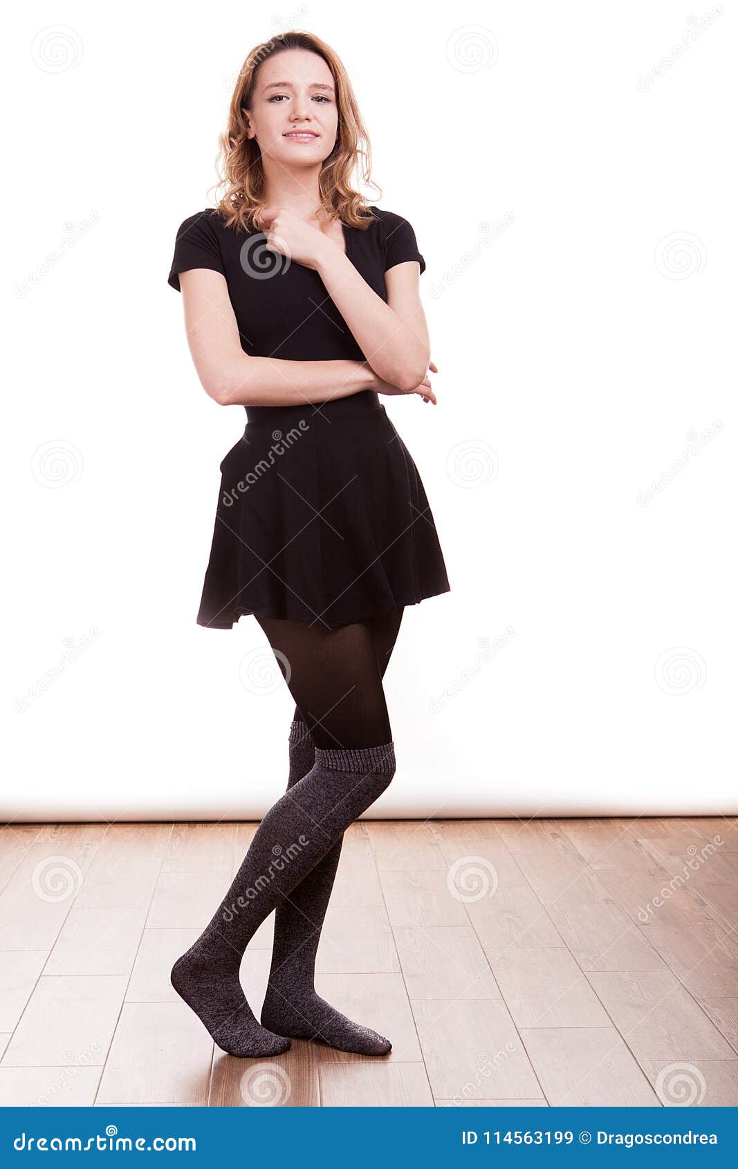 Full Body Young Woman Looking at the Camera Stock Image - Image of hair ...