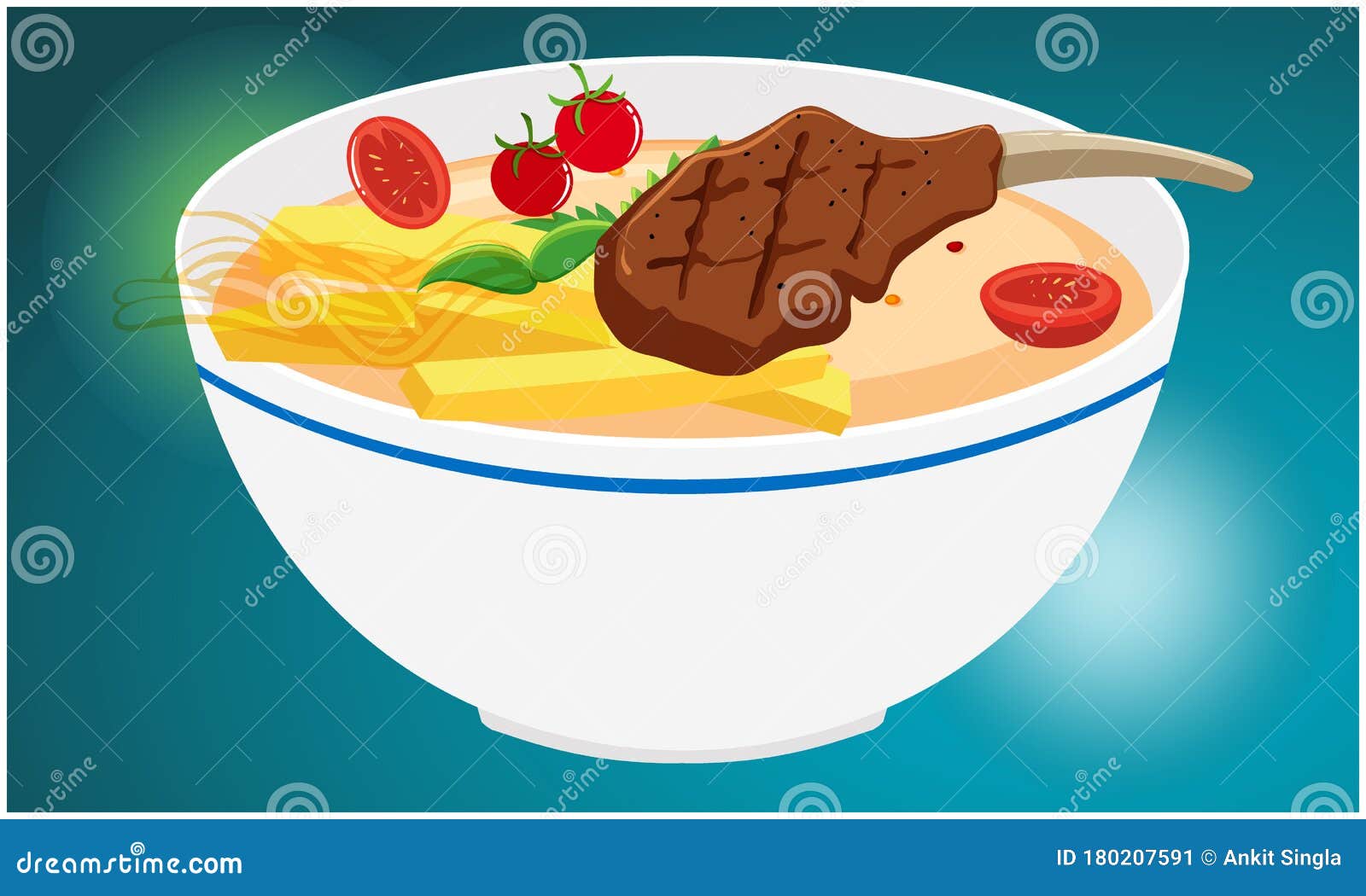 Full Bowl of Meal on Abstract Background Stock Vector - Illustration of ...