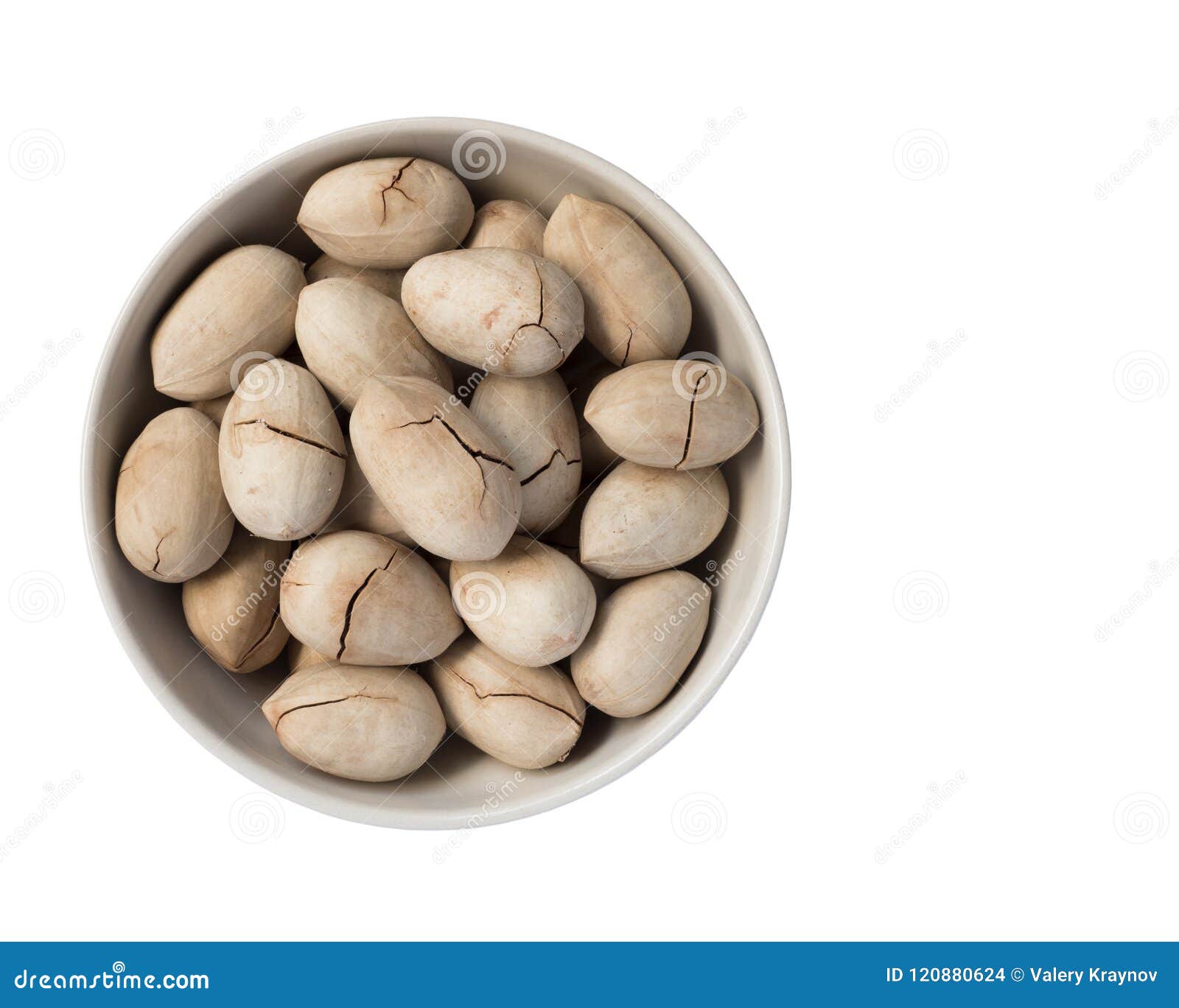 Full Bowl of Pecan Nuts in Shell, Isolated on White Background. Stock ...