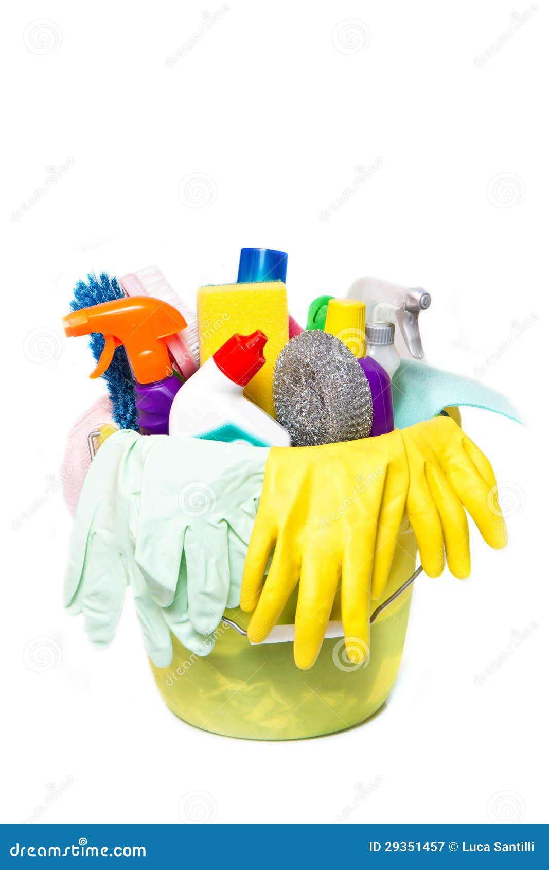Full Box of Cleaning Supplies and Gloves Stock Image - Image of ...