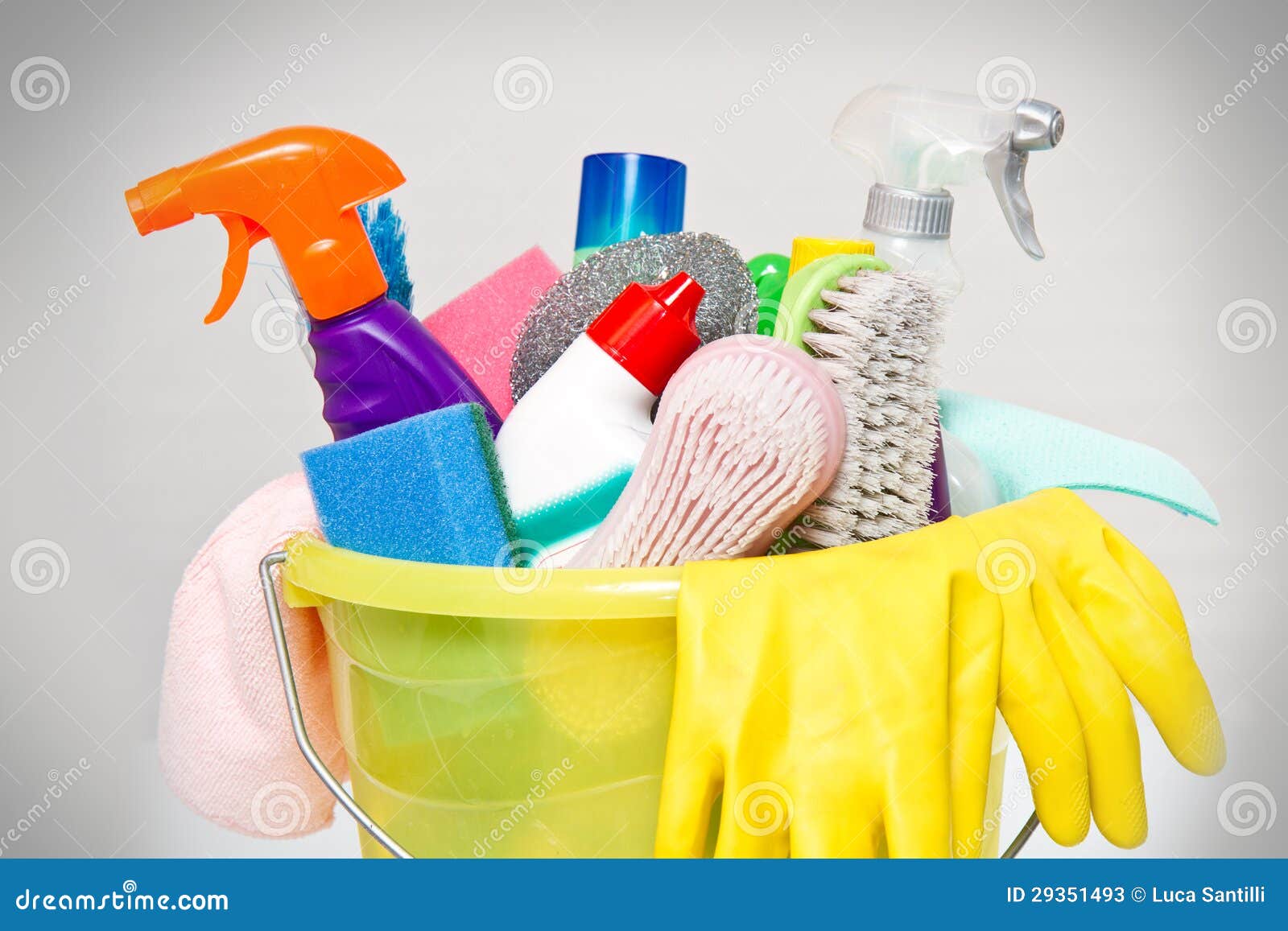 Full Box of Cleaning Supplies and Gloves Stock Image - Image of ...