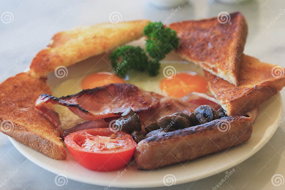 Full Breakfast Plate stock photo. Image of fried, mushrooms - 1522870