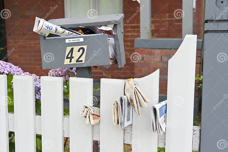 Full Broken Mailbox Junk Mail Stock Image - Image of mailbox, post ...