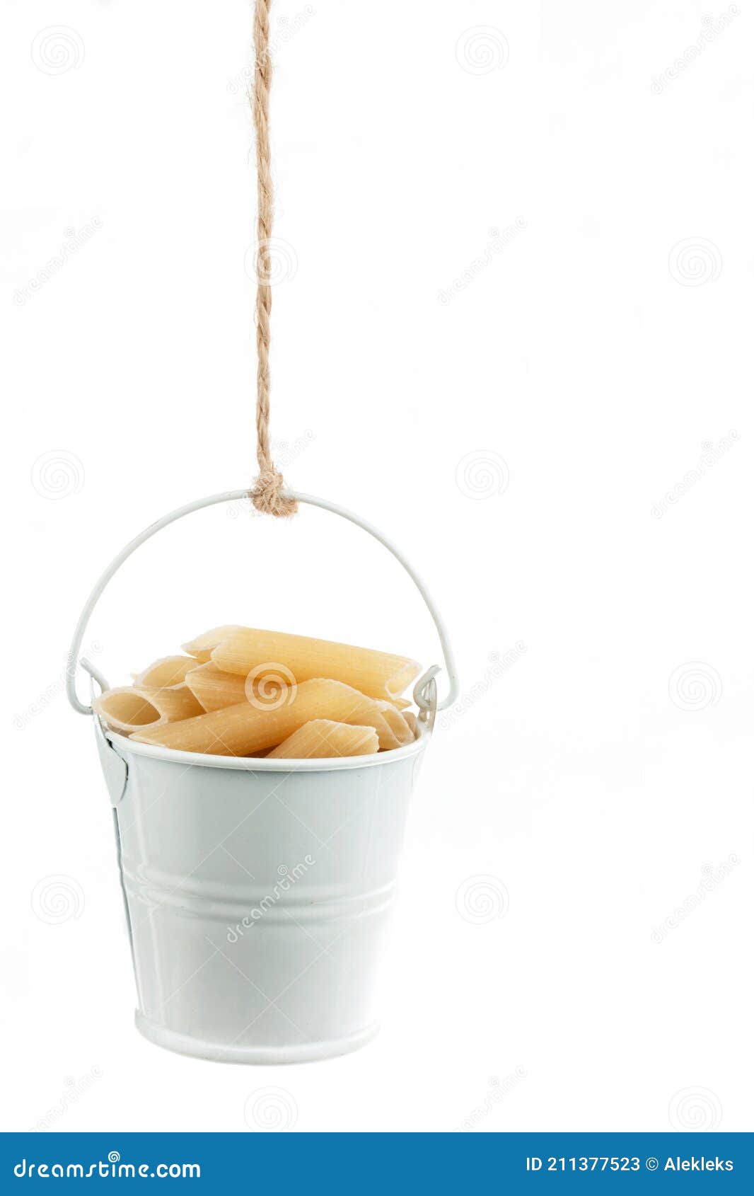 A Full Bucket of Pasta Hanging from a Rope Stock Image - Image of ...