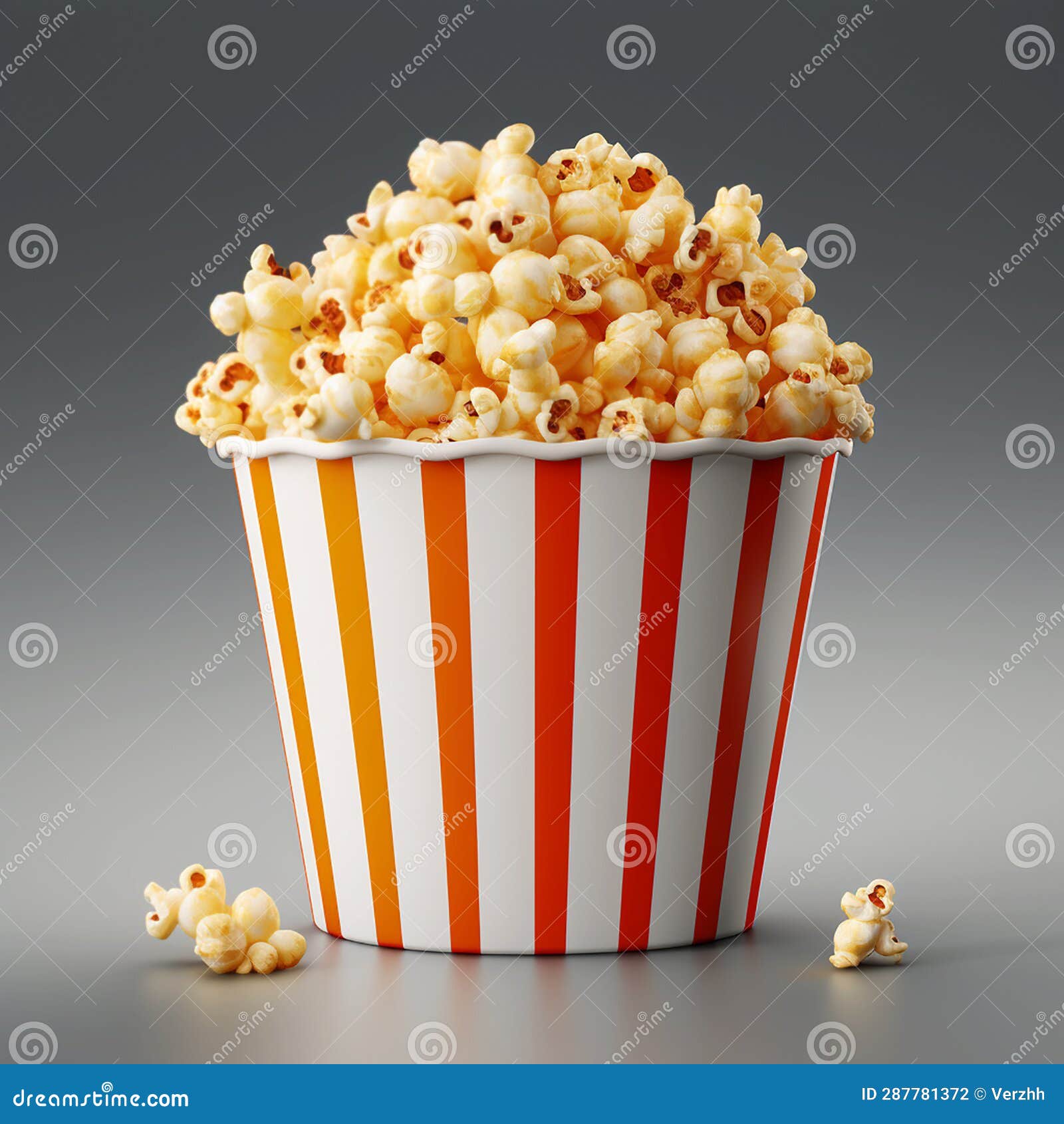 Full Bucket Of Popcorn On A Gray Background 1 Stock Photo ...