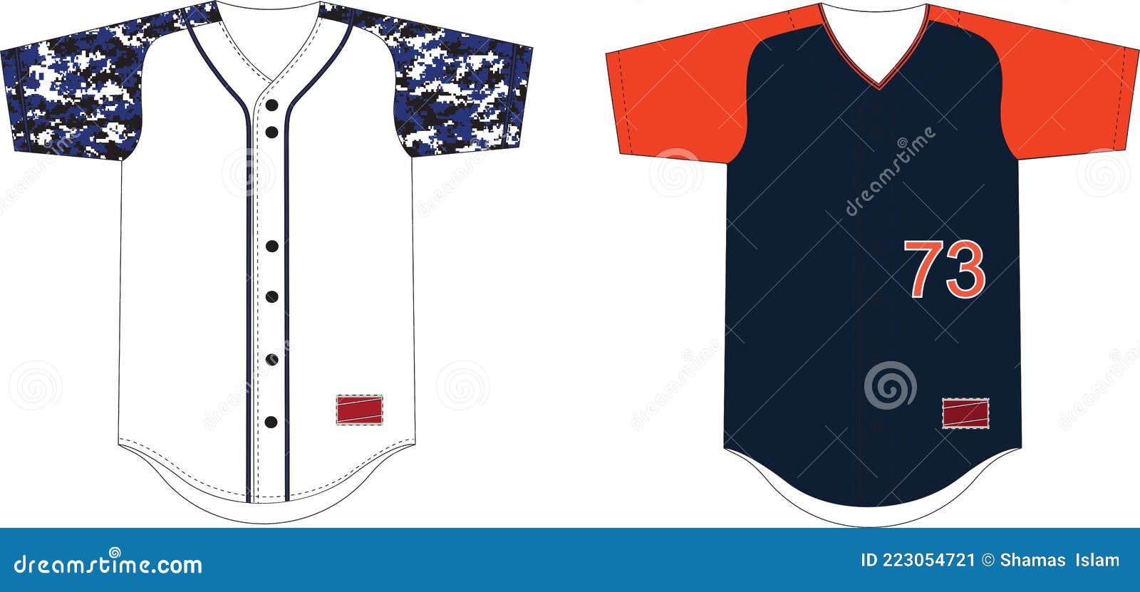 Full Button Baseball Raglan Sleeves Jerseys Mock Ups Front and Back ...