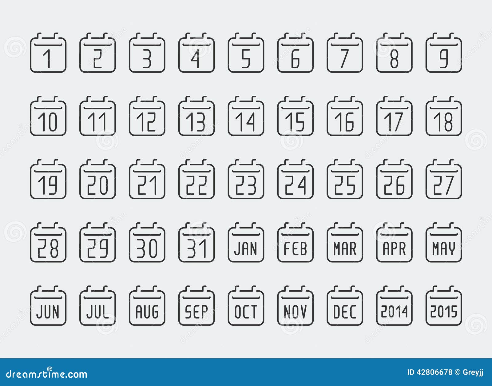 Full calendar vector icons stock vector. Illustration of thin - 42806678