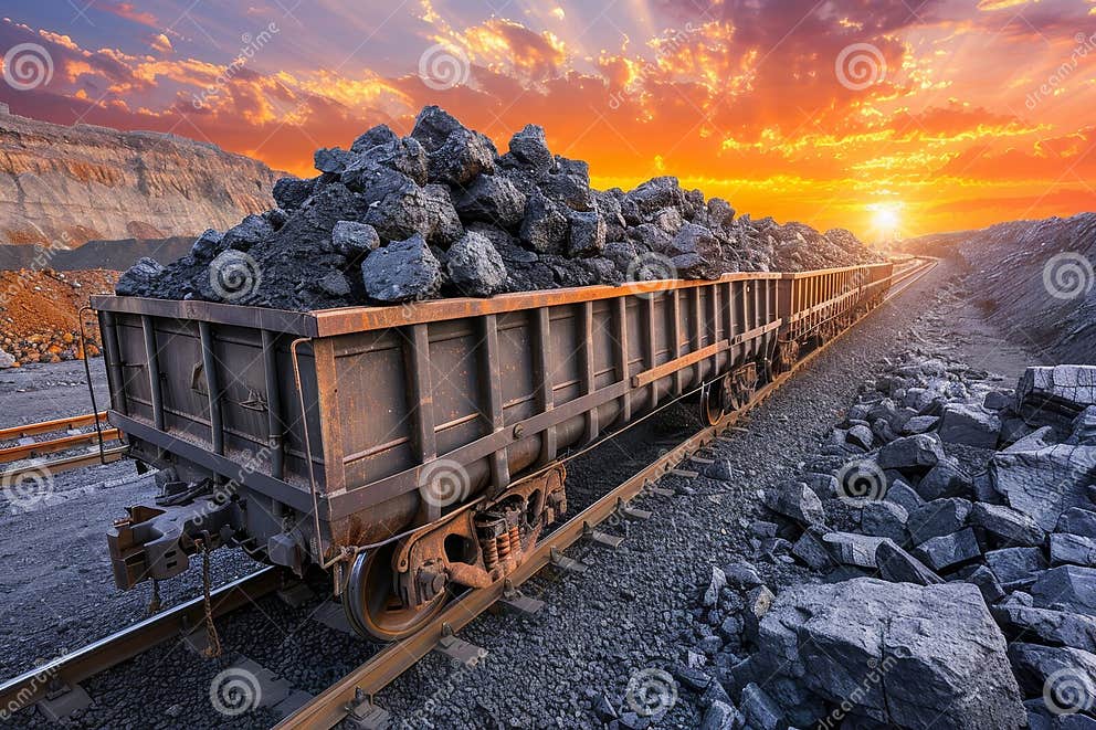Full Car of Coal Ready for Transportation. Coal Mining Concept Stock ...