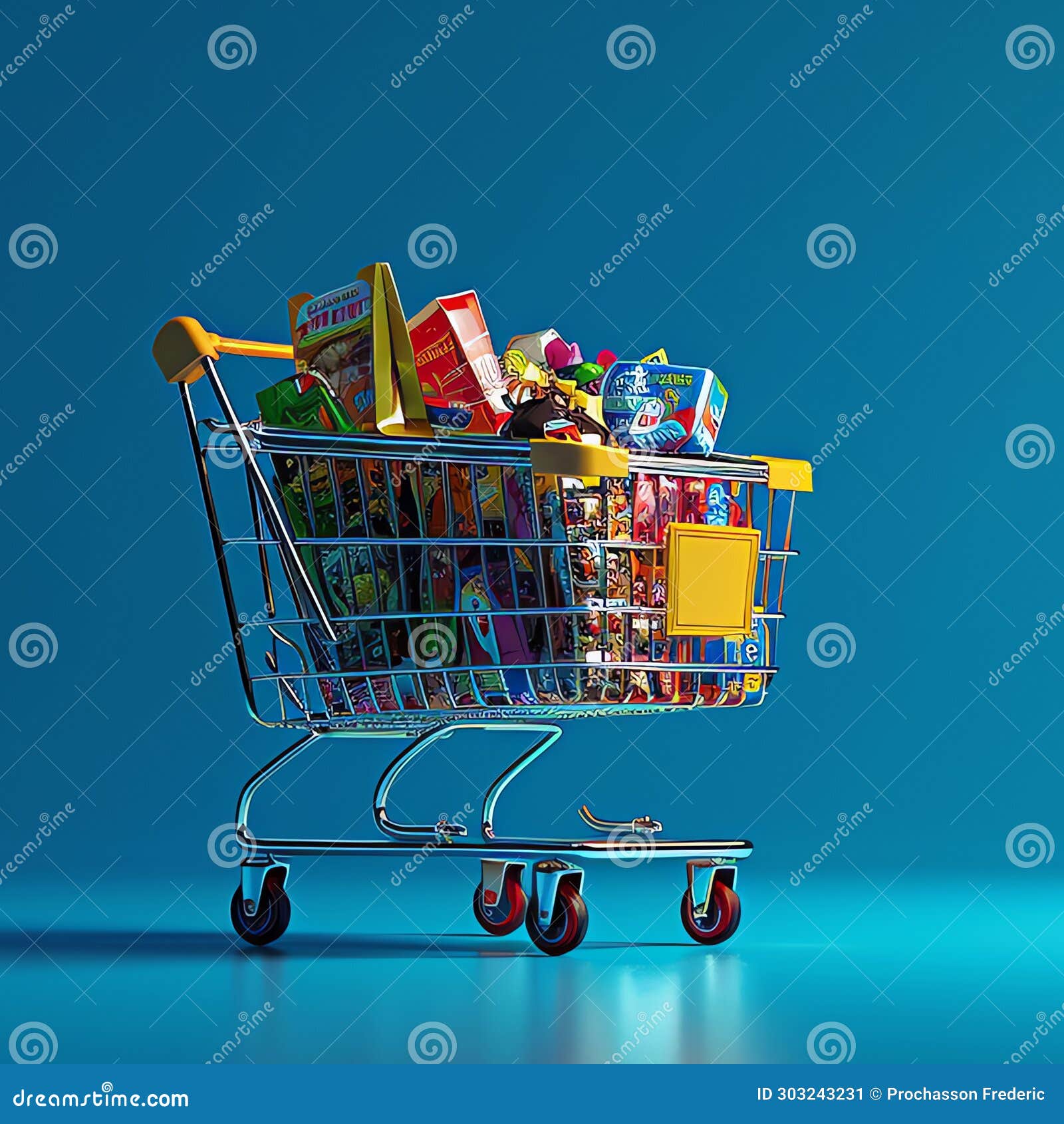Full Cart on Blue Background, AI Generated Stock Illustration ...