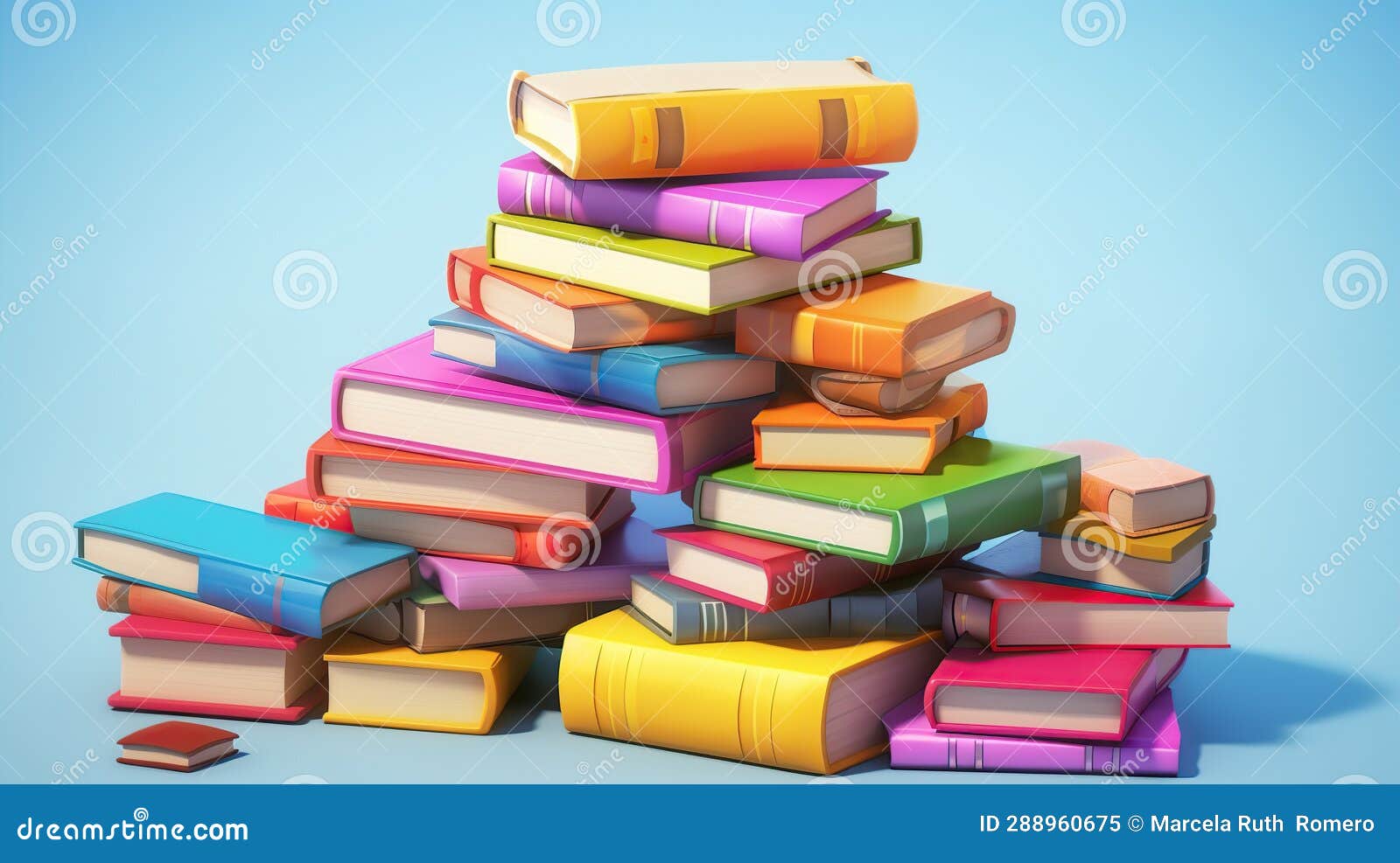 Full Color Books Stack, 3D Render Style. AI Generated Stock ...