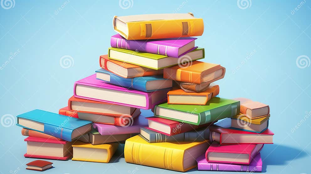 Full Color Books Stack, 3D Render Style. AI Generated Stock ...