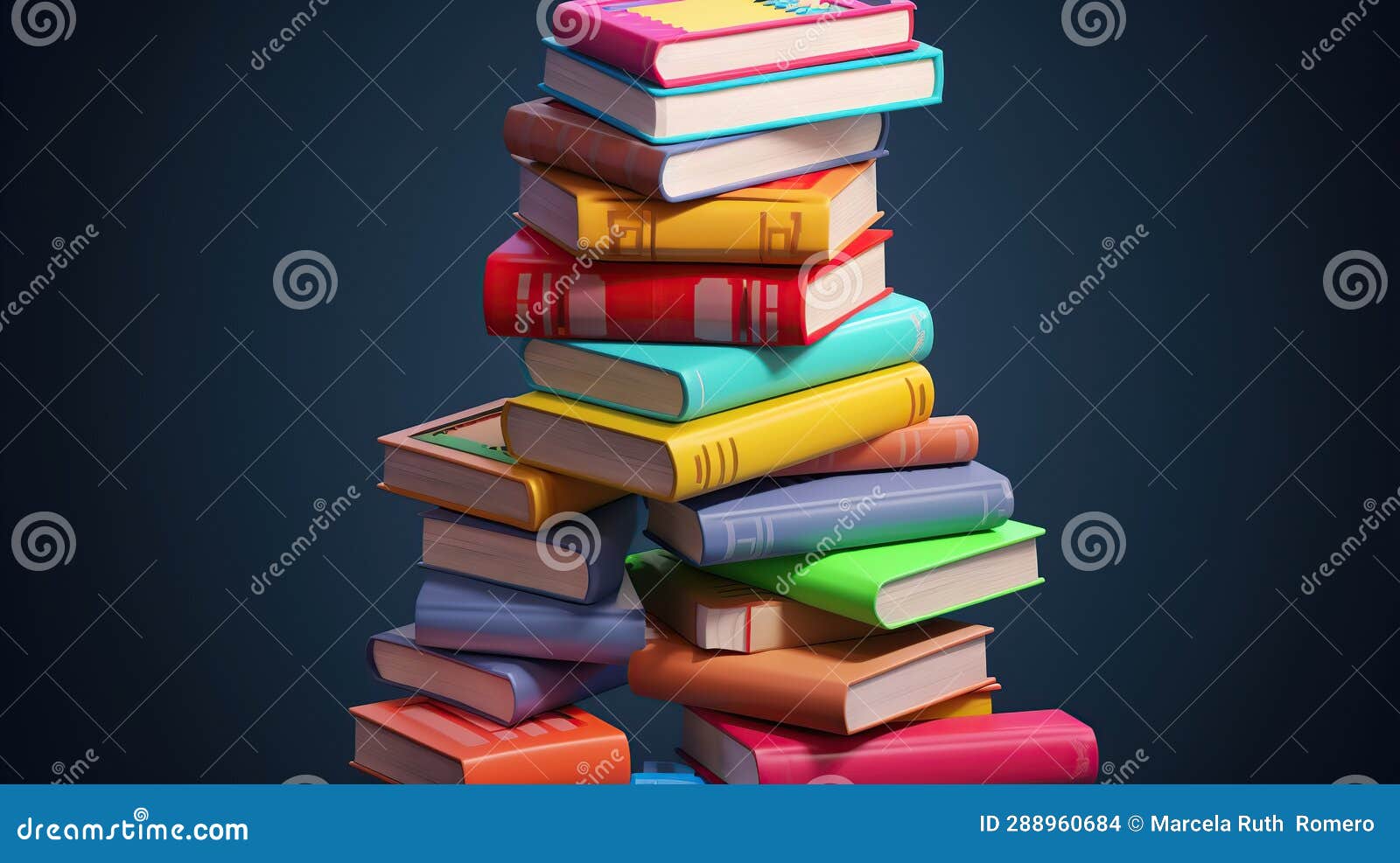 Full Color Books Stack, 3D Render Style. AI Generated Stock ...