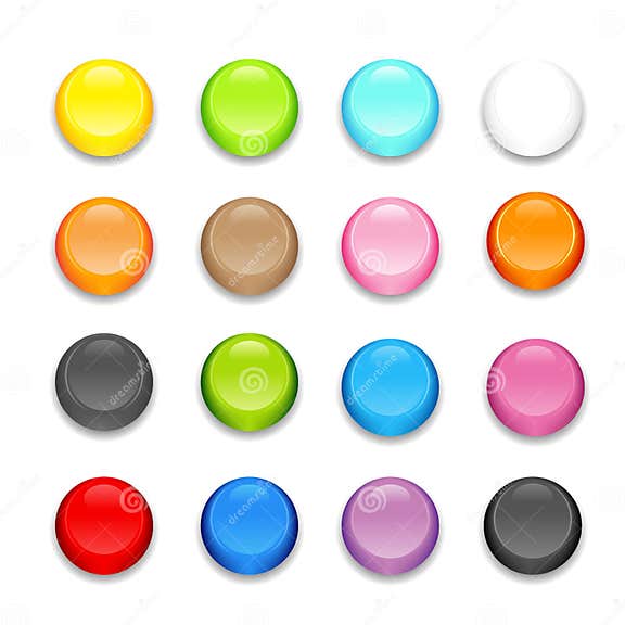 Full Color Buttons Design Set. Stock Vector - Illustration of corner ...