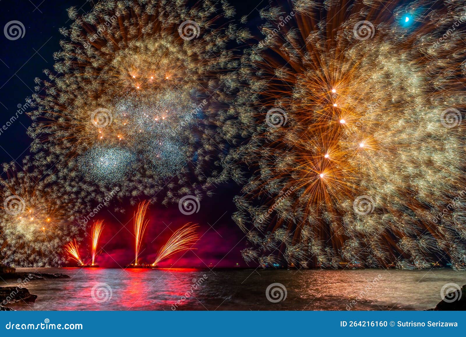 Full Color of Firework at Japan Beach Stock Photo - Image of japanese ...