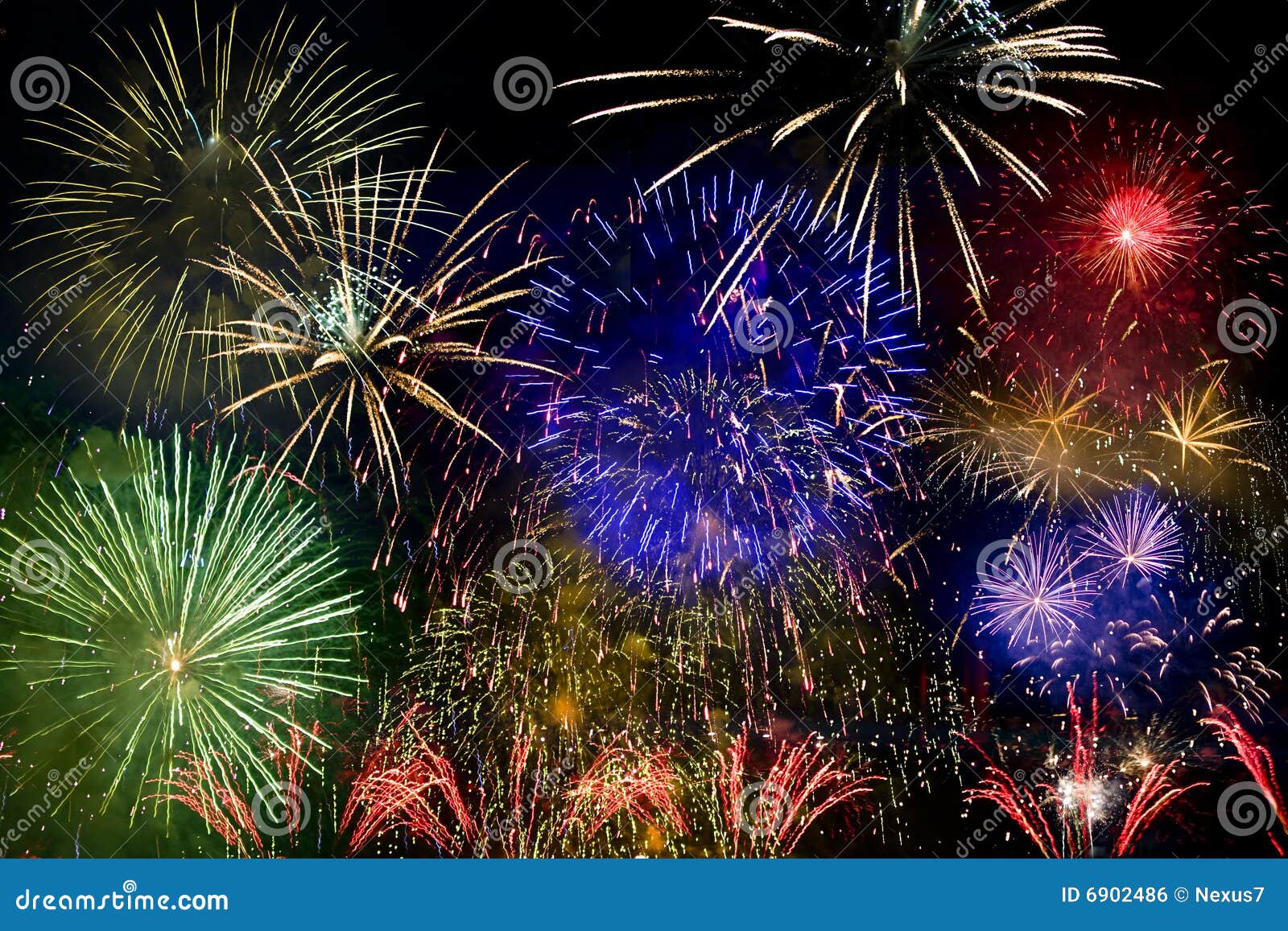 Full Color Fireworks stock photo. Image of celebration - 6902486