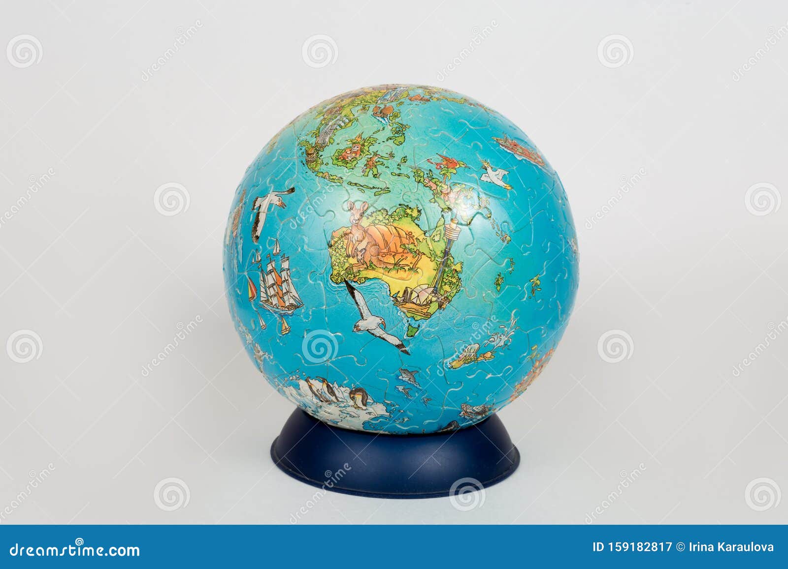 Full-color Globe on a Stand on a White Background. Selective Focus ...