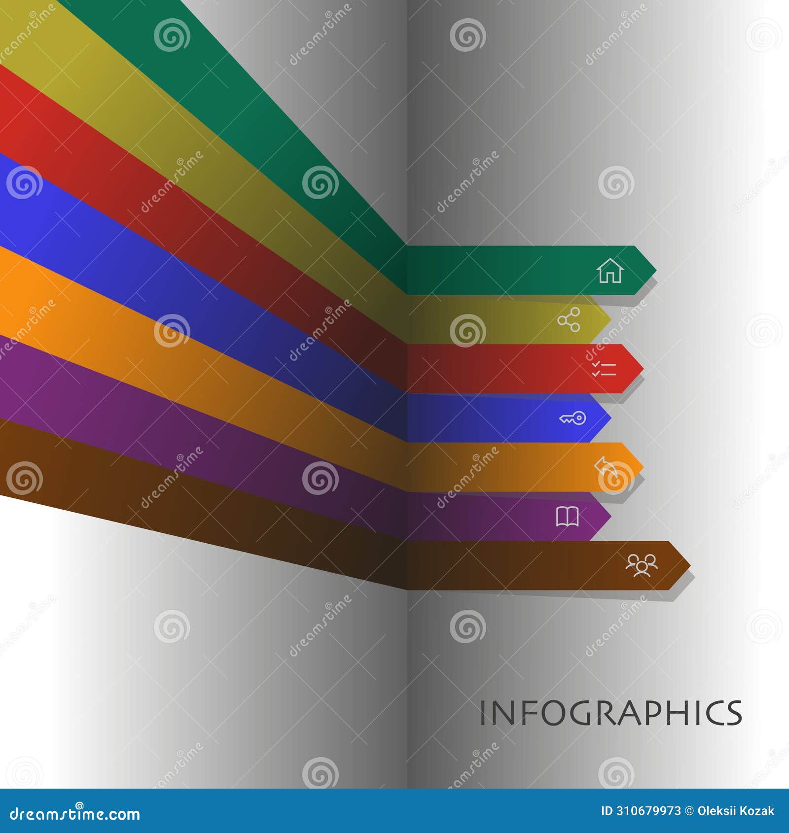 Full-color Gradient Straight Line with a Curve. Colored Lines ...