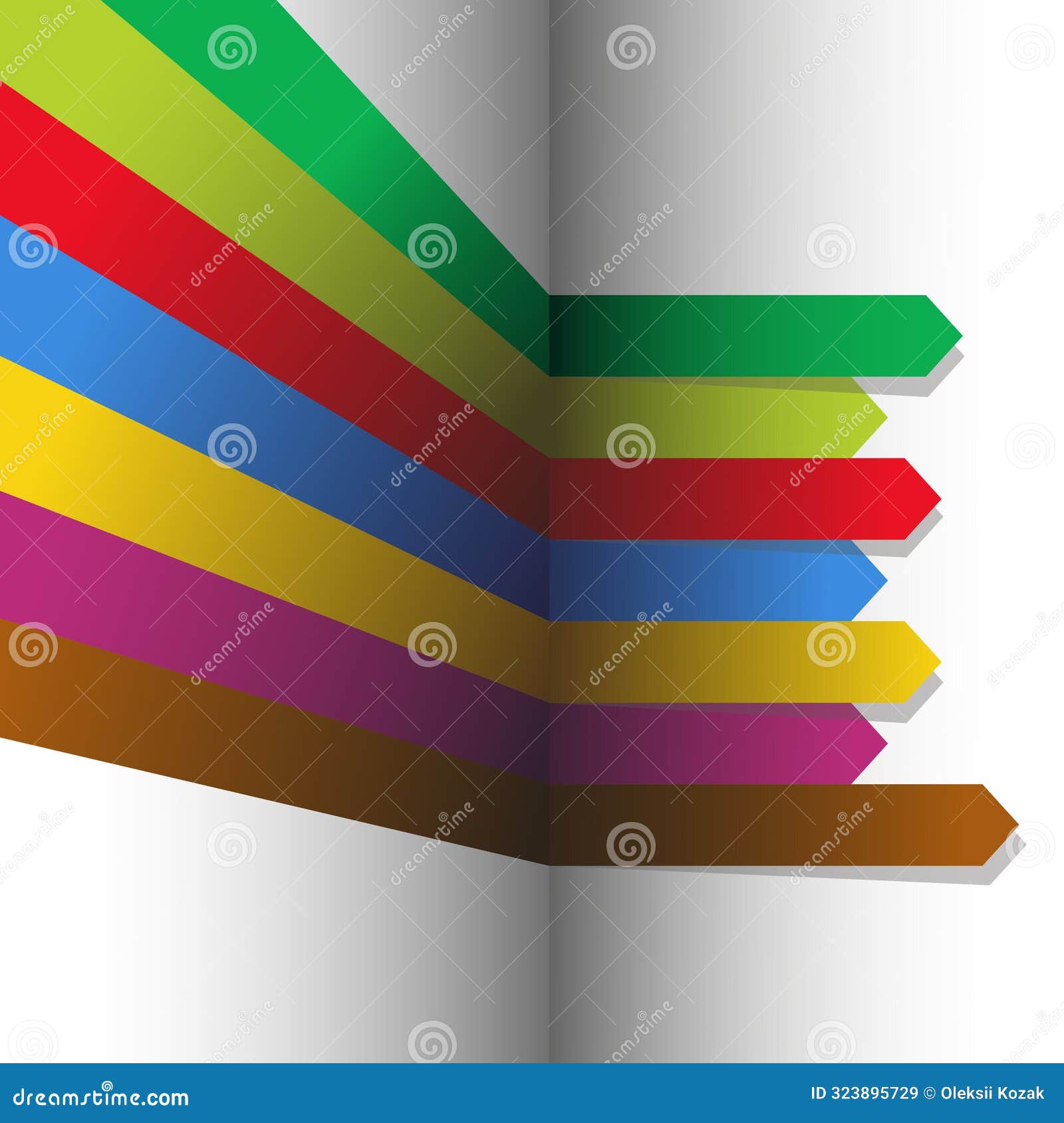 Full-color Gradient Straight Line with a Curve. Colored Lines ...