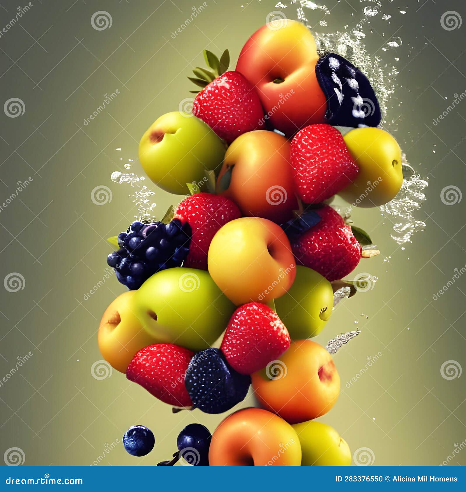 Full Color Illustration with a Pile of Fruits Stock Illustration ...