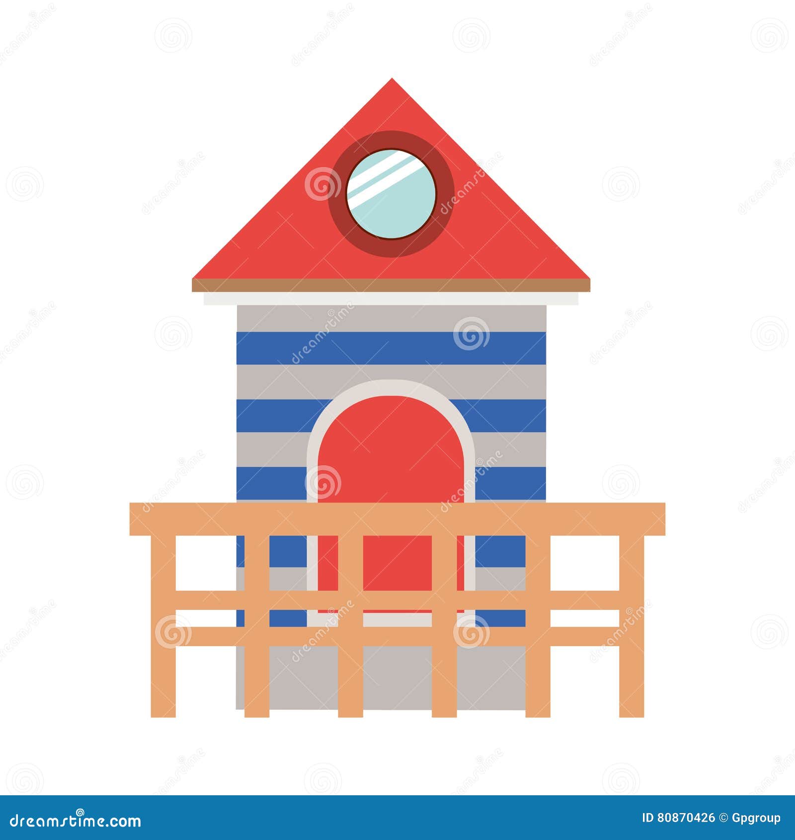 Full Color with Lifeguard Stand Tower Stock Vector - Illustration of ...
