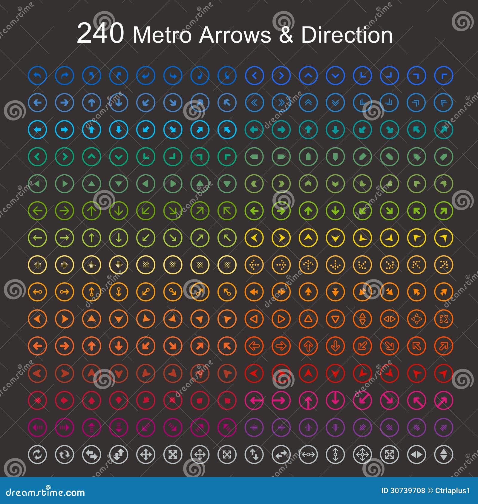 Full Color Metro Arrows and Direction Stock Vector - Illustration of ...