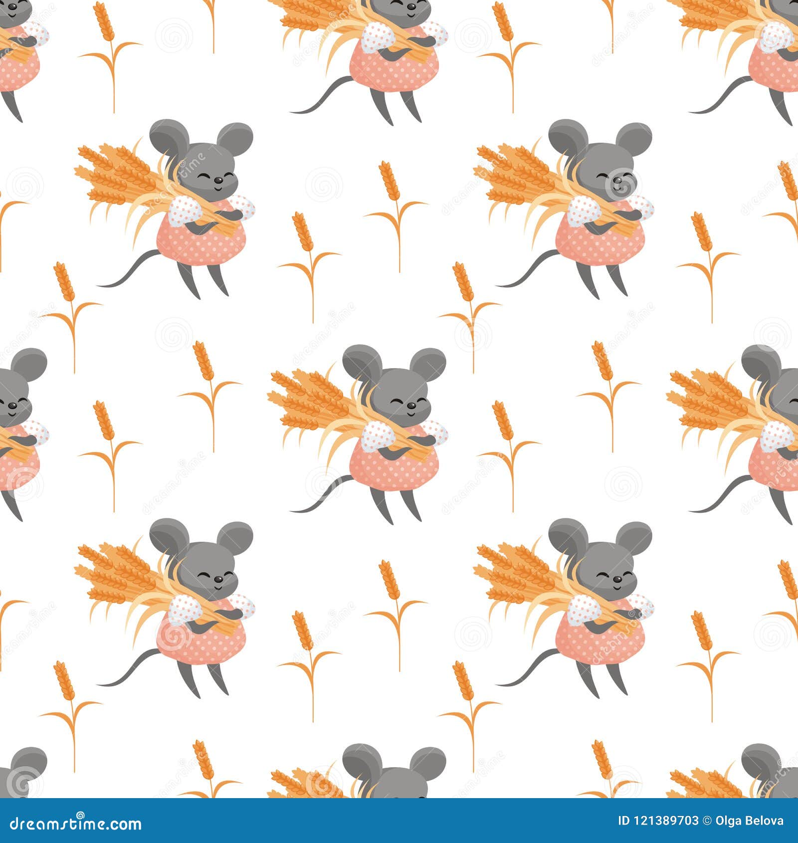 Seamless Pattern with Cute Mouses Stock Vector - Illustration of ...