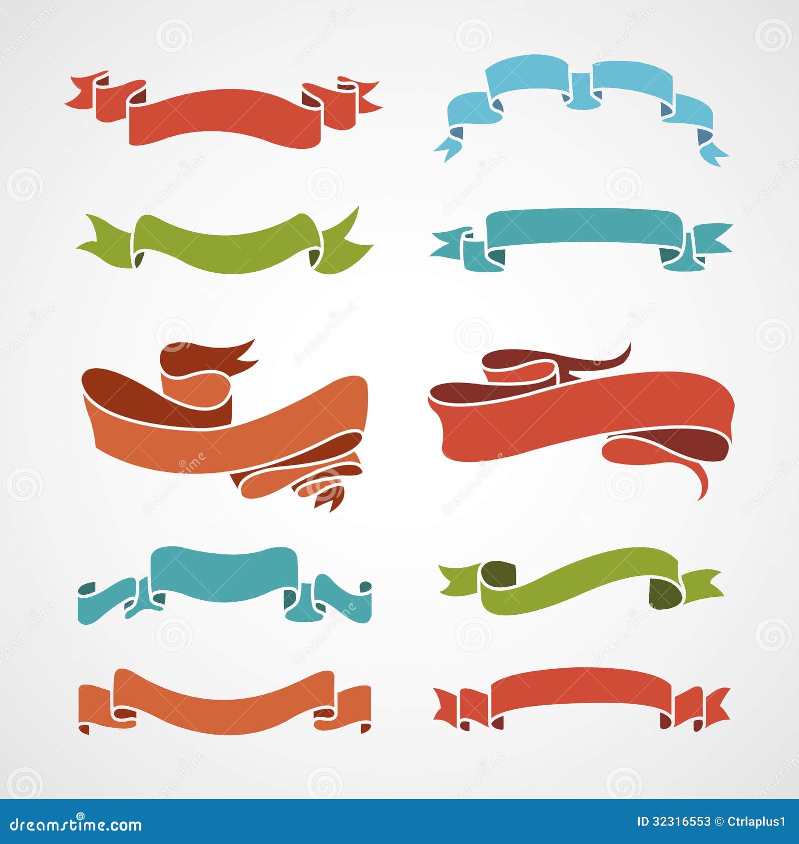 Full Color Set of Vintage Ribbons Stock Vector - Illustration of place ...